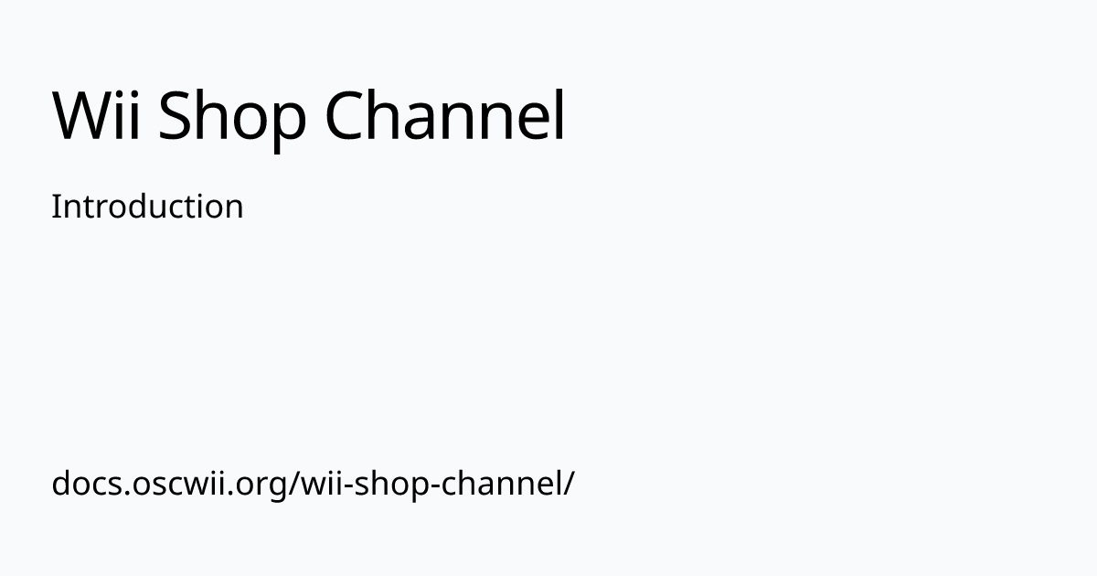 Introduction | Wii Shop Channel
